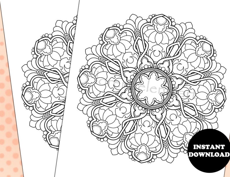 3 Intricate Mandala Coloring Pages for Adults, Instant Download, PDF ...