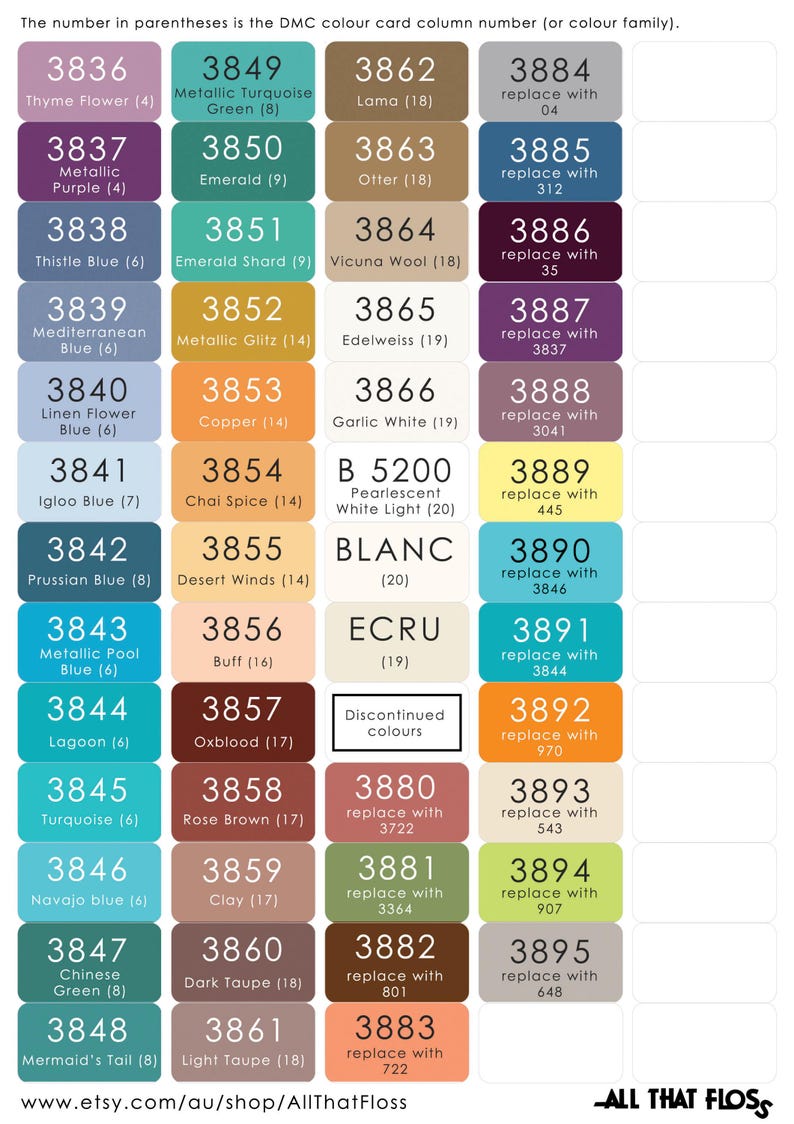 Download DMC Thread Labels/bag Tags | DMC Website Colour Names, Numbers ...