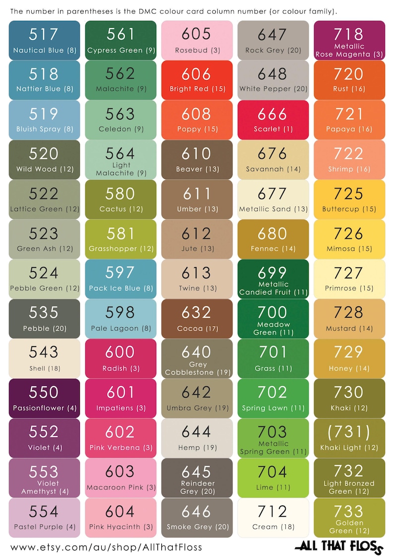 Download DMC Thread Labels/bag Tags | DMC Website Colour Names, Numbers ...