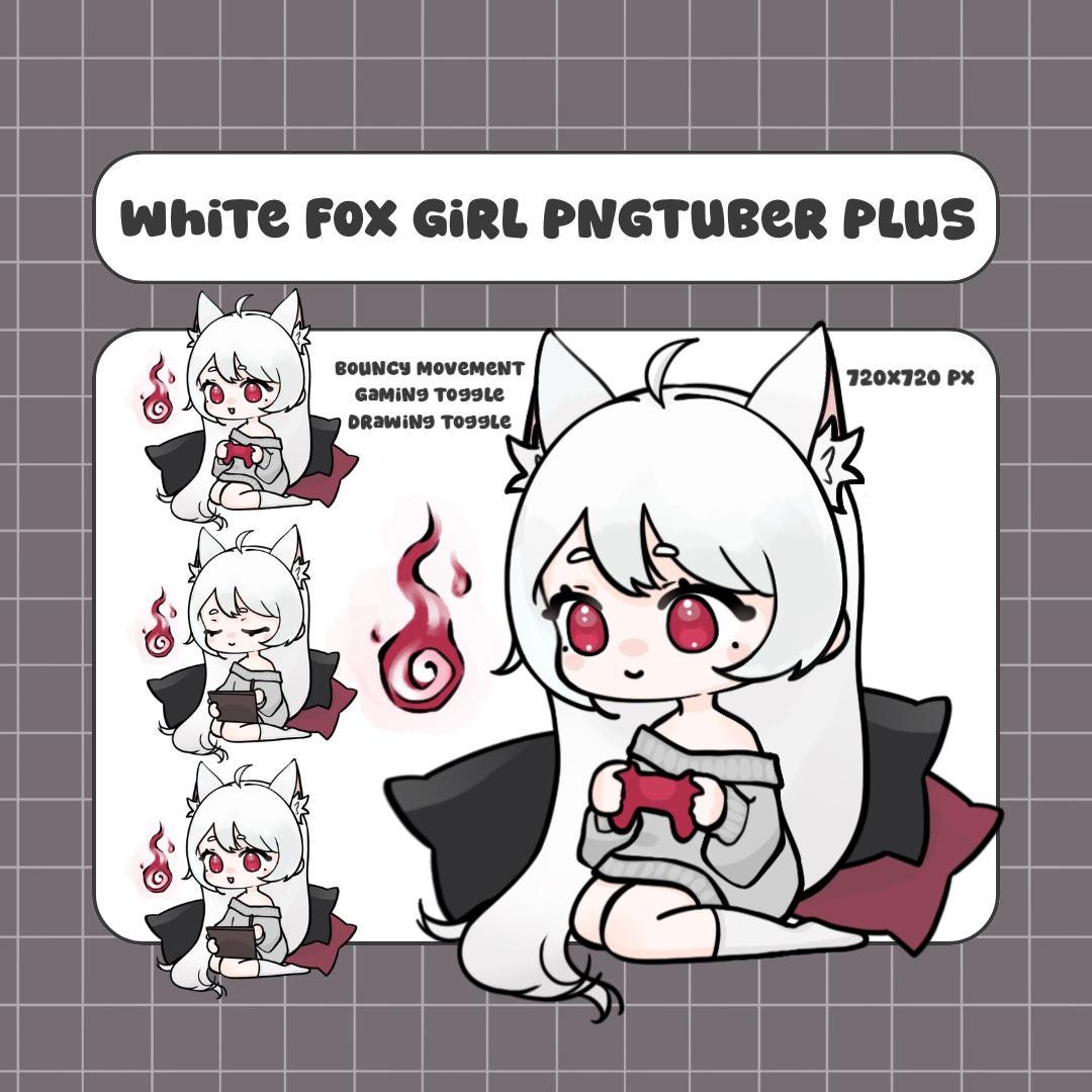 White Fox Girl Pngtuber Plus Model | Pre-made Avatar Ready-to-use for ...