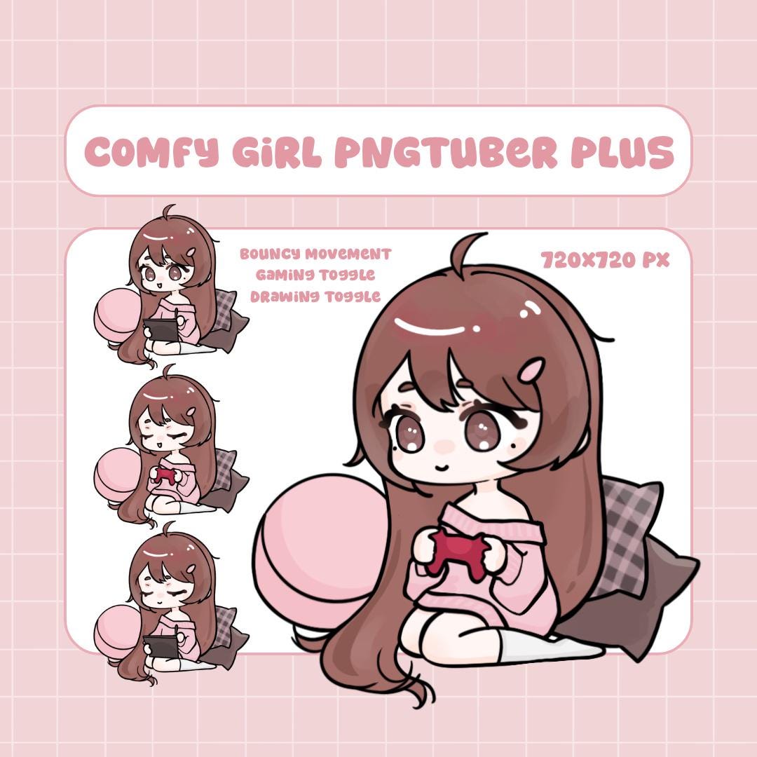 Comfy Streamer Girl Pngtuber Plus Model | Pre-made Avatar Ready-to-use ...