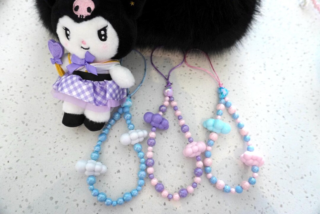 Cloud Beaded Phone Charm - Handmade Pastel Phone Strap - Cute Cloud ...