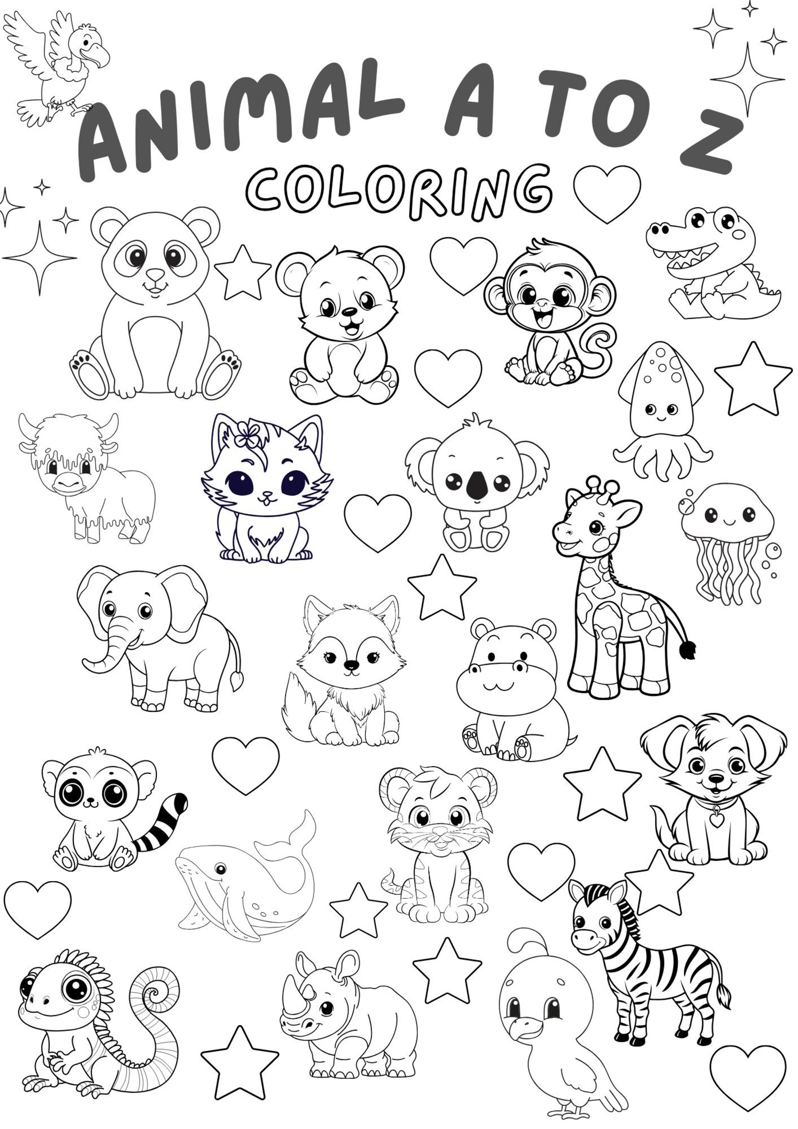 Animal A to Z Coloring Book / Suitable for Kids for Fun Learning and ...