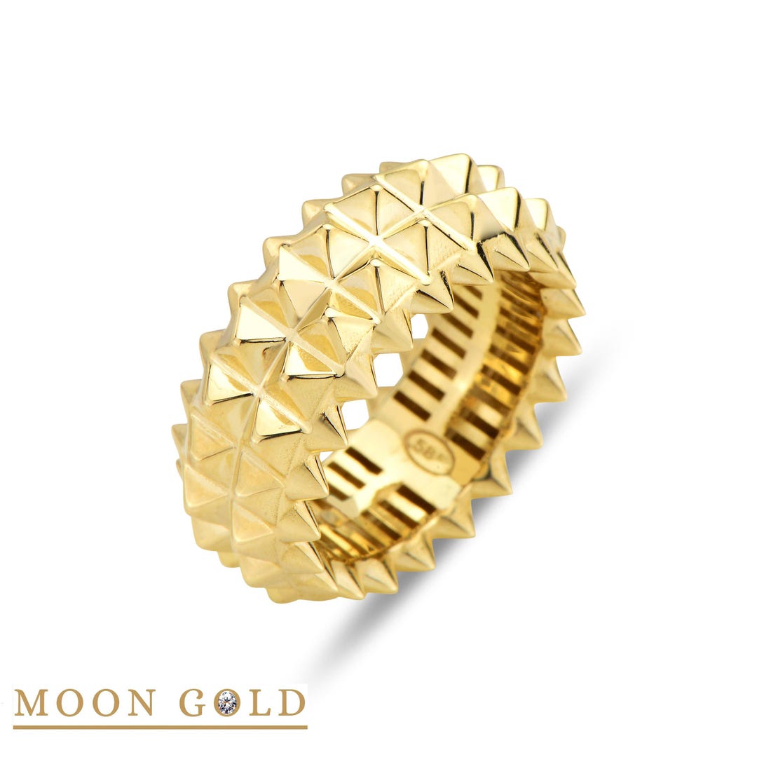 14K Real Gold Ring/stackable Ring/clash Gold Ring/double Clahs Ring ...