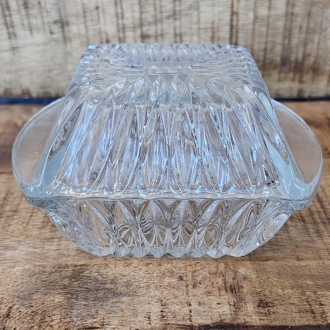 Vintage Clear Bevelled Glass Multipurpose 2 Piece Unhinged Trinket Box ...