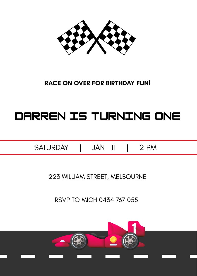 F1 Birthday Invitation Canva Template | Editable Formula 1 Racing Party ...