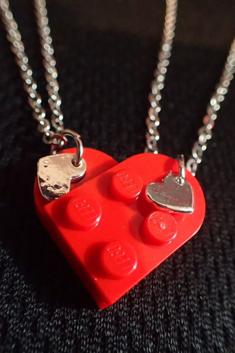 Couples Heart Necklace Building Brick Red Heart Love Valentines Day ...