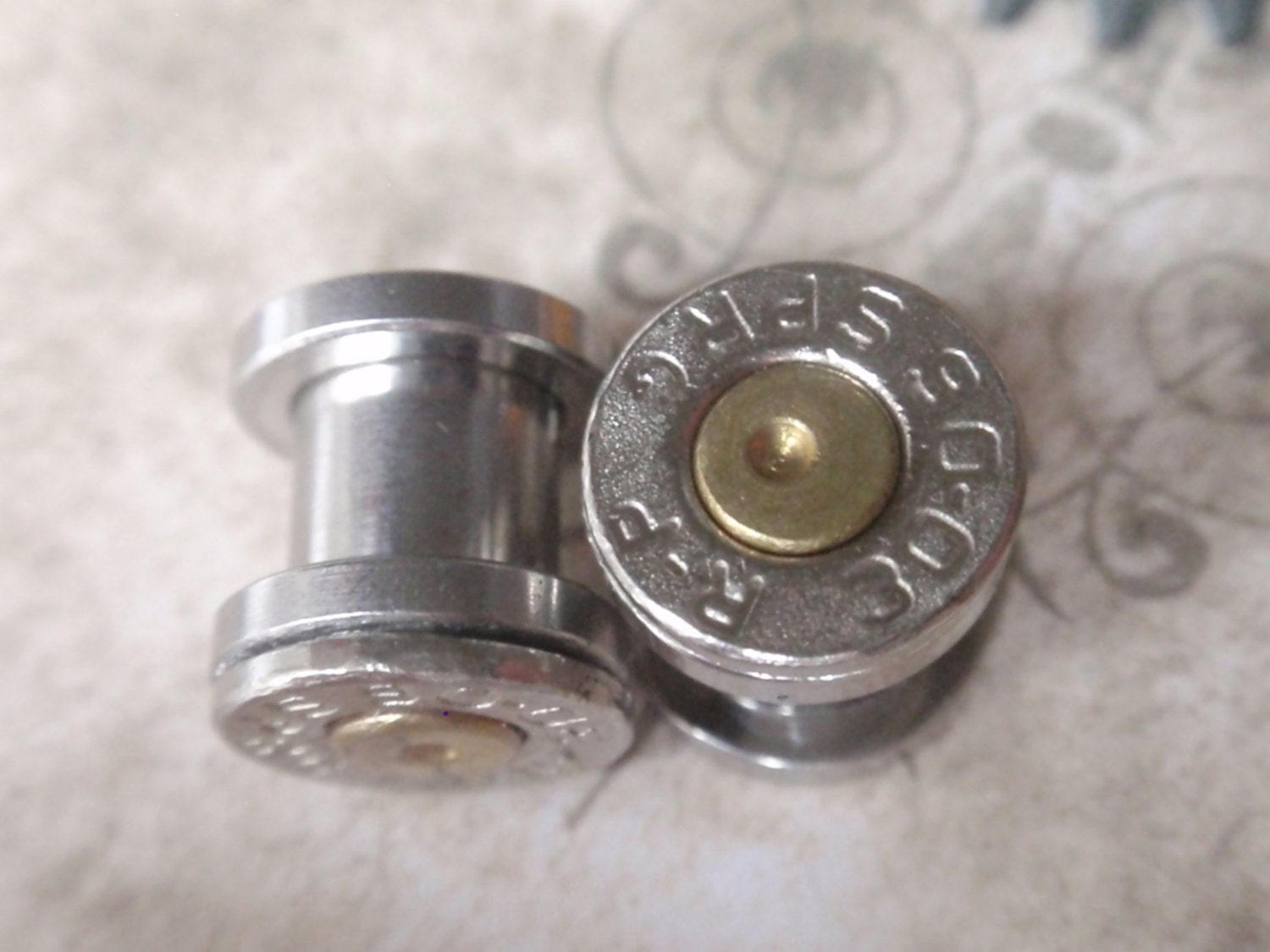 Mens Bullet Ear Gauges Silver 30 06 Bullet Plug Earrings - Etsy