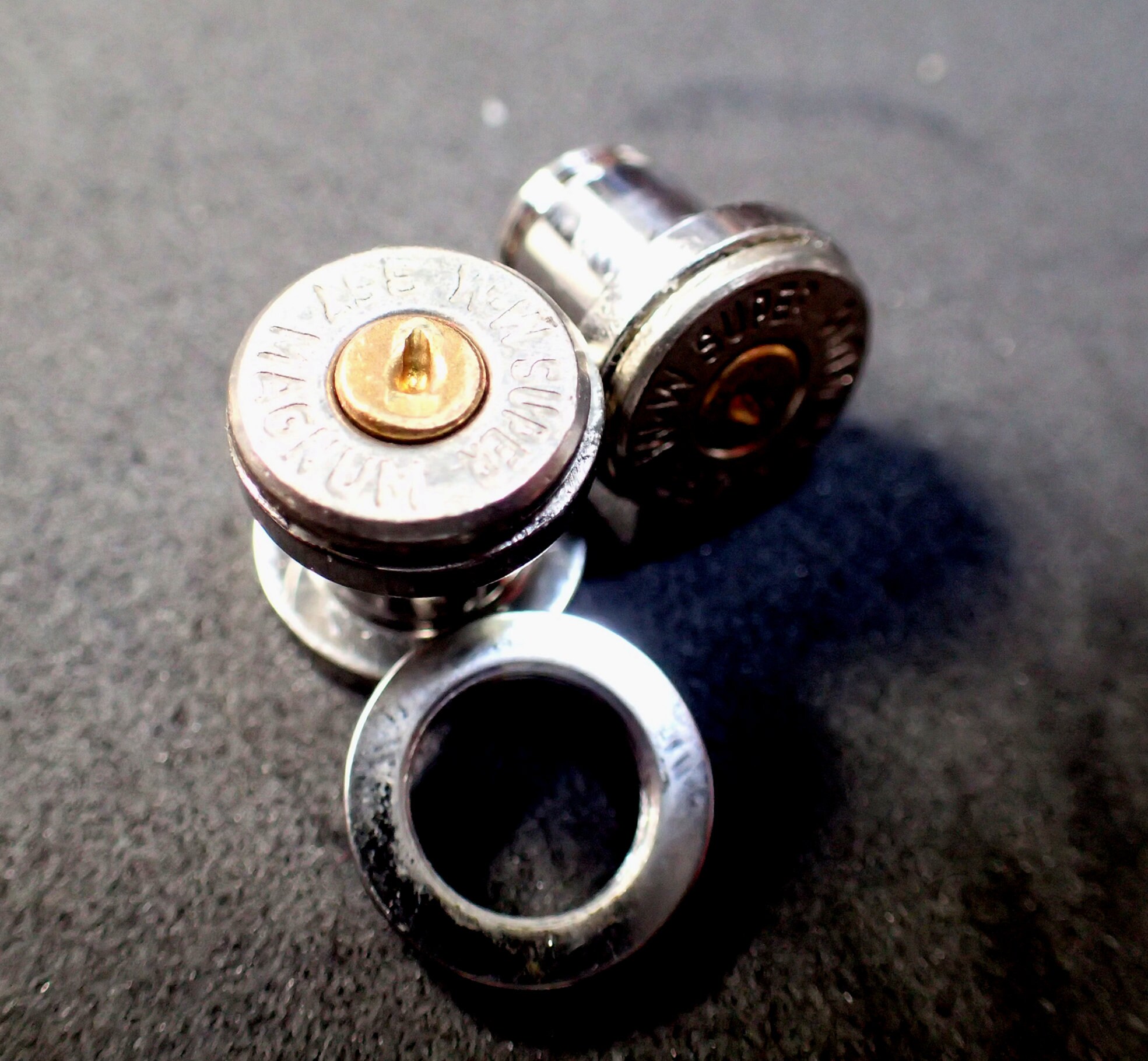 Bullet Ear Plugs 357 Magnum Silver Nickel Bullet Plug Earrings Bullet ...