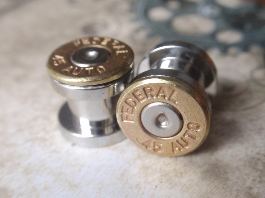 45 Bullet Ear Gauges Bullet Plug Earrings Bullet Shell U Pick Your ...