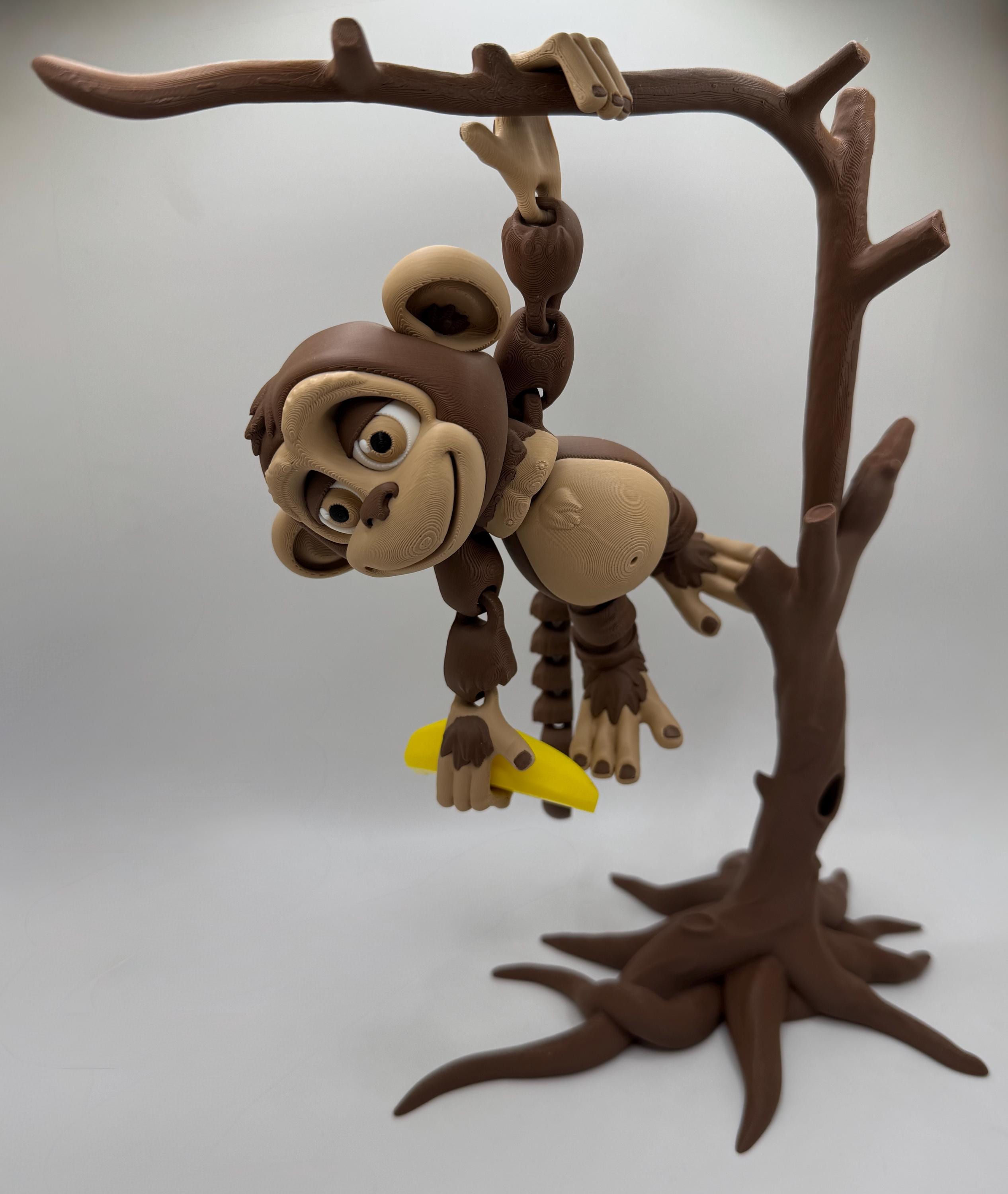 3D Printed Articulated Monkey With Optional Tree Stand & Banana Prop - Etsy
