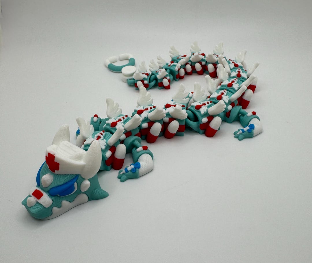 3D Printed Nurse Dragon | Articulated Dragon Figurine | Nurse ...