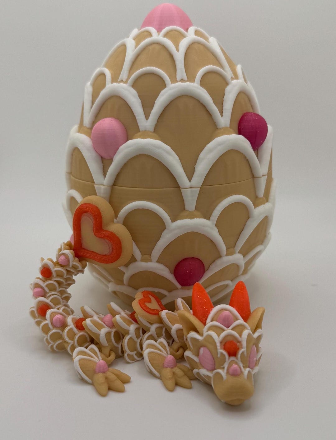 Gingerbread-inspired Articulated Cookie Dragon & Cookie Egg Set – 3D ...