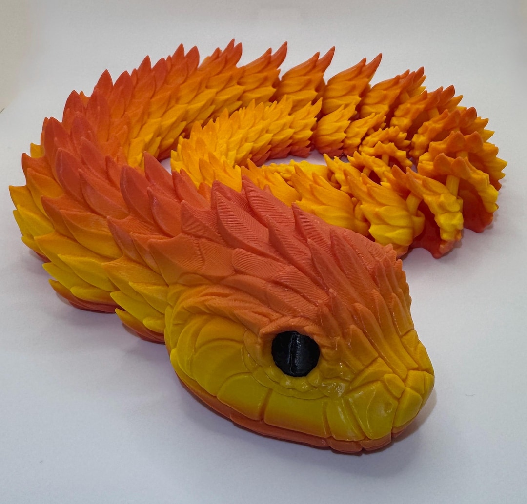 3D Printed Articulated Snake – Fire Bush Viper - Etsy