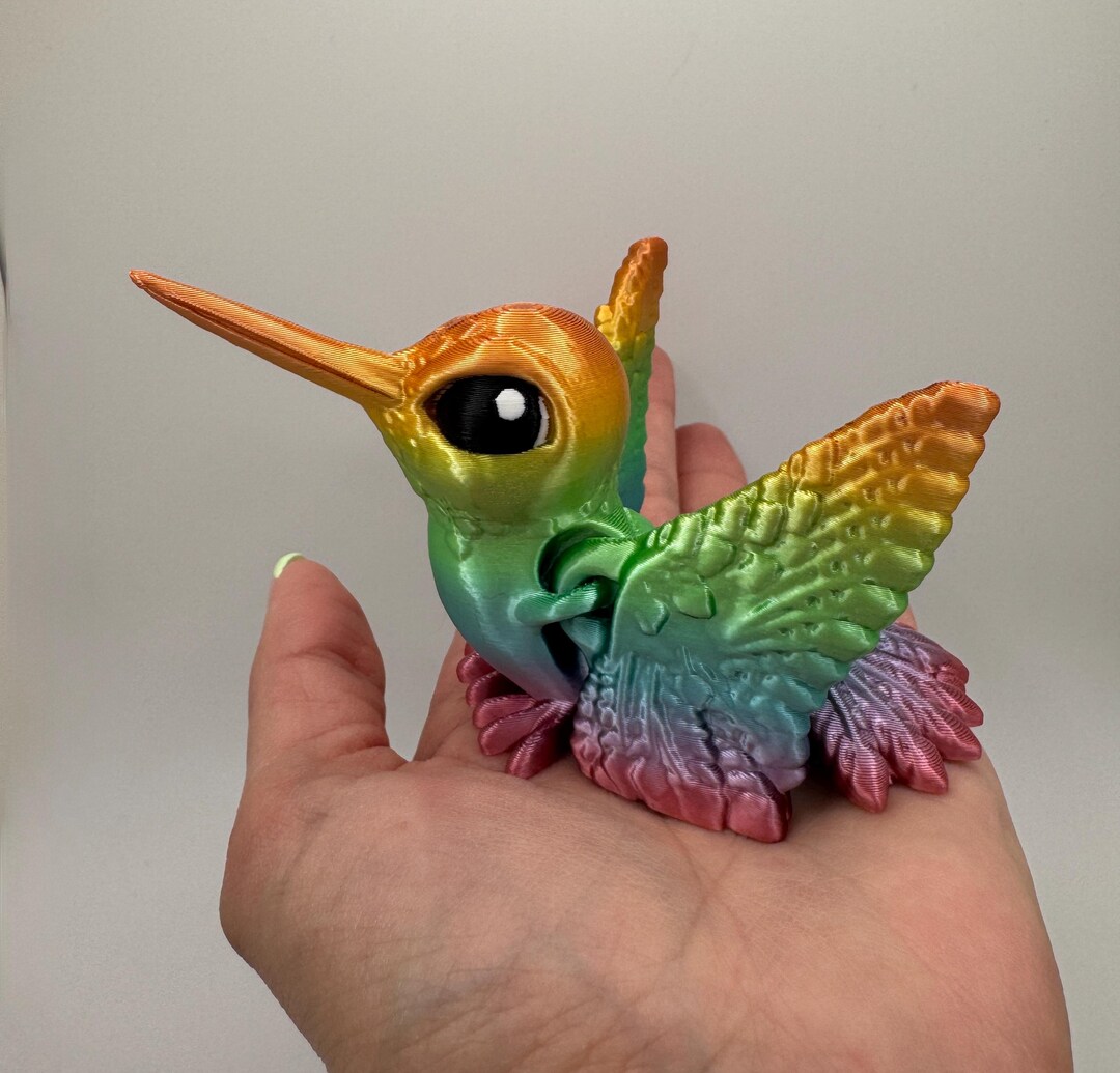 Articulated Hummingbird 3D Printed in Vibrant Rainbow Filament - Etsy