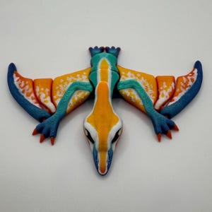 Vibrant 3D Printed Pterodactyl – Articulated Dinosaur Figure ...