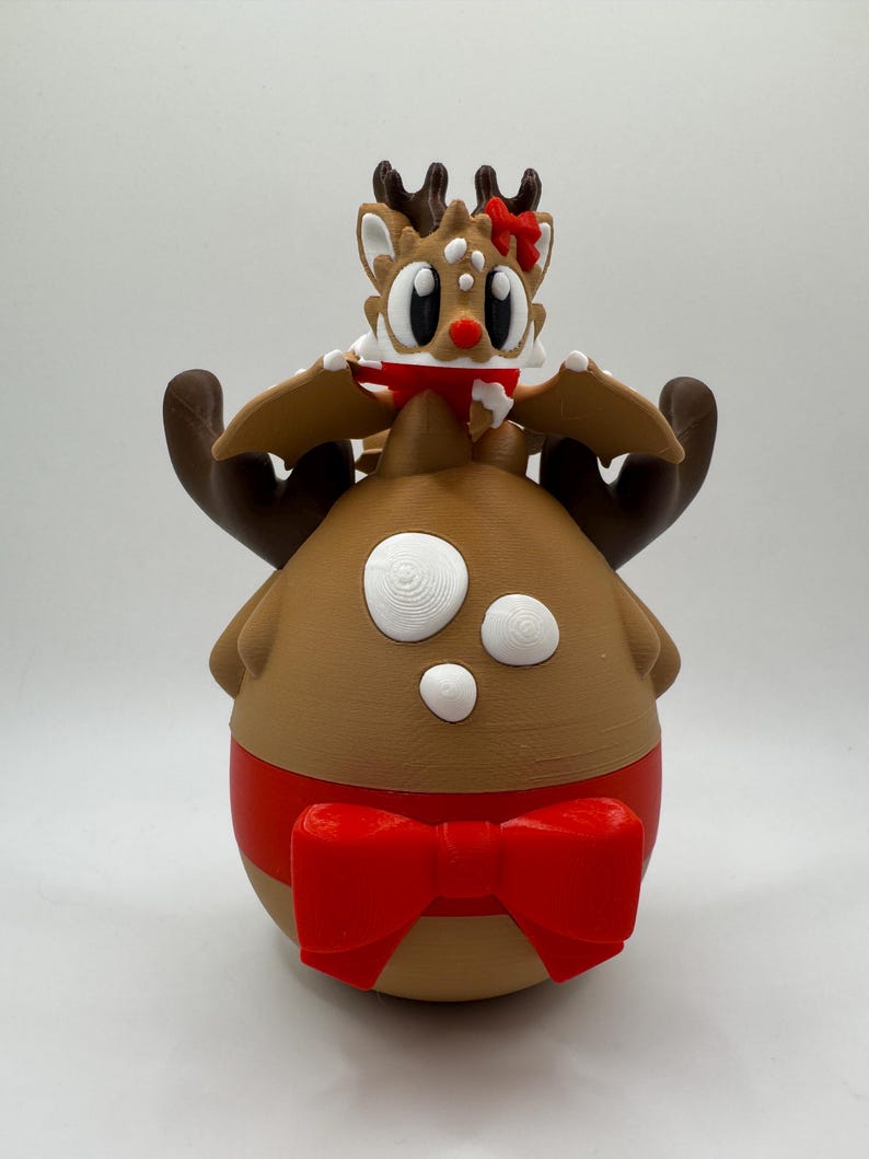 3D Printed Reindeer Articulated Dragon With Matching Reindeer Egg ...