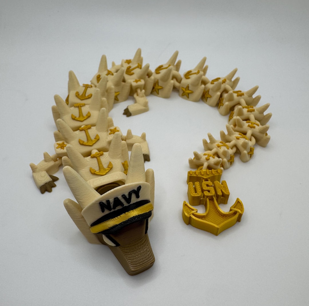 3D Printed Navy Military Dragon | Articulated Usn-themed Dragon ...