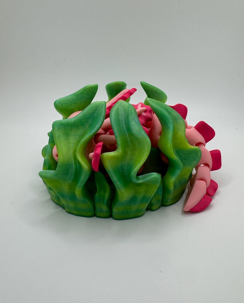 3D Printed Magnetic Axolotl With Seaweed Bed – Articulated & Poseable ...