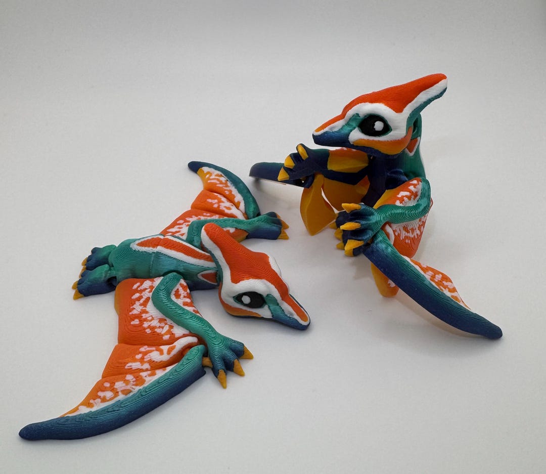 Vibrant 3D Printed Pterodactyl – Articulated Dinosaur Figure ...