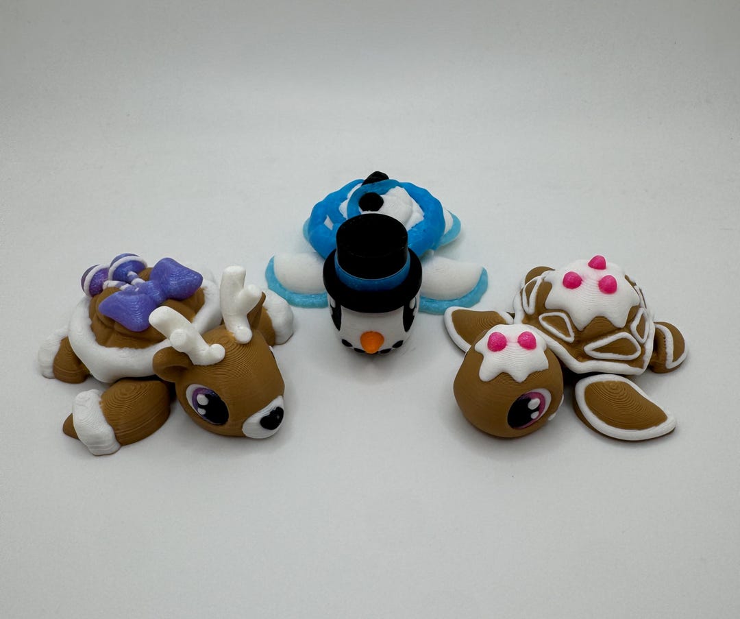 3D Printed Christmas Turtles • Reindeer Turtle • Snowman Turtle ...