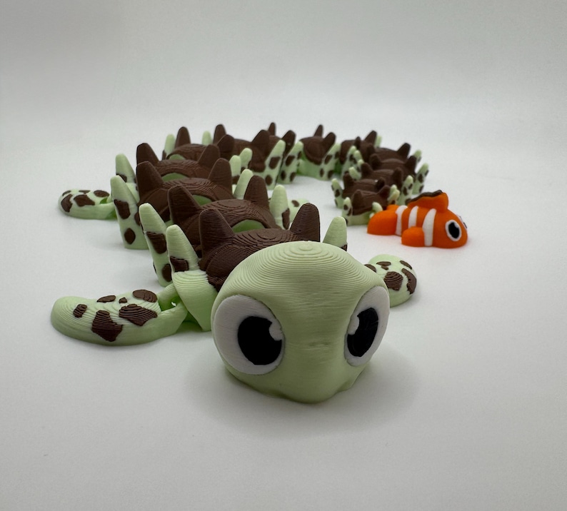3D Printed Sea Turtle Dragon • Articulated Ocean Dragon • Cute ...