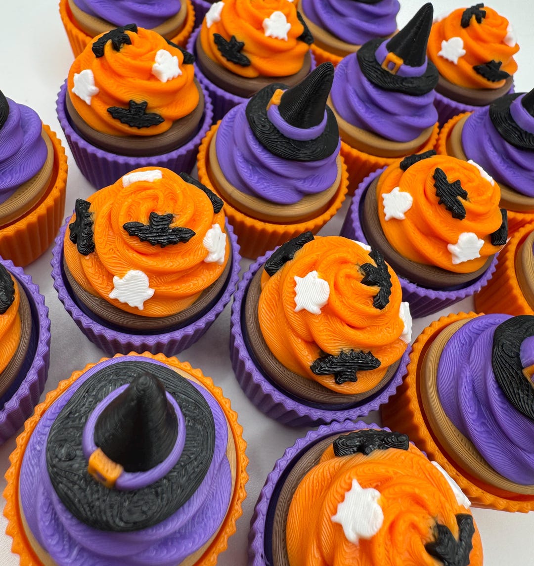 3D Printed Halloween Cupcake Clickers • Fidget Toy • Witch Hat Cupcake ...