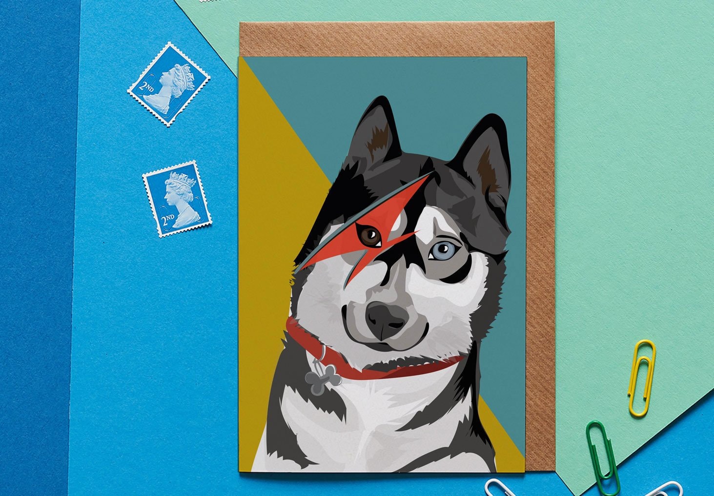 Bowie Themed Husky Card - Etsy