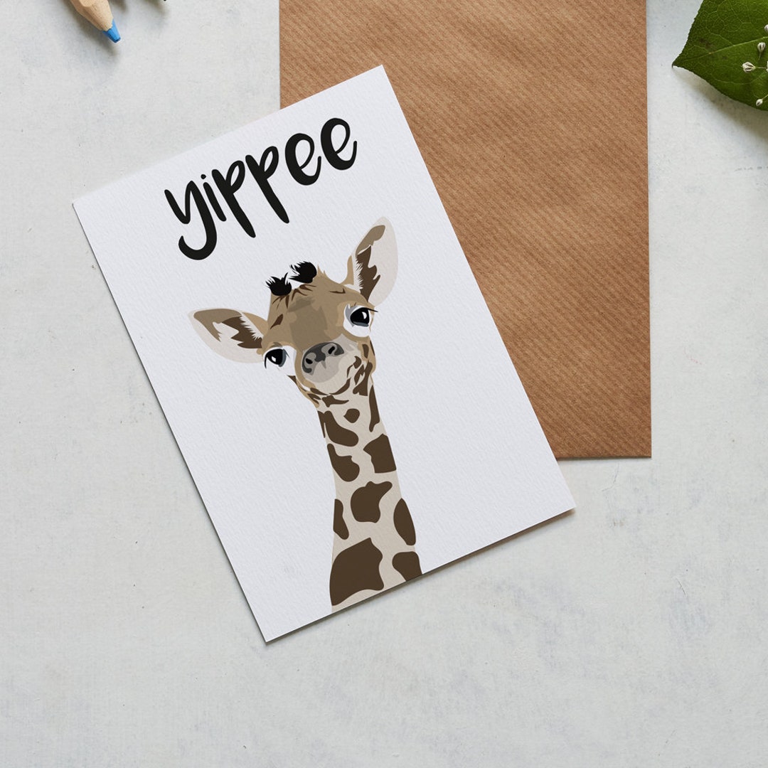 Yippee Giraffe Card, Celebration Card - Etsy
