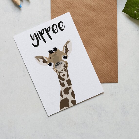 Yippee Giraffe Card Celebration Card | Etsy