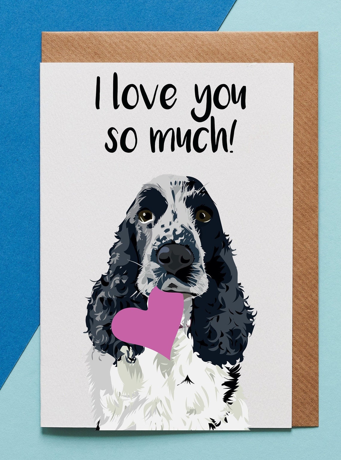 Customise a Cocker Spaniel With Love Heart Card With Your Own | Etsy