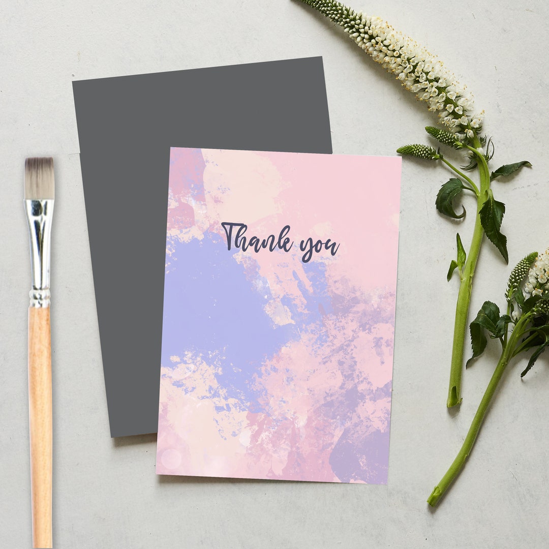 Thank You Greeting Card, Painted Card - Etsy