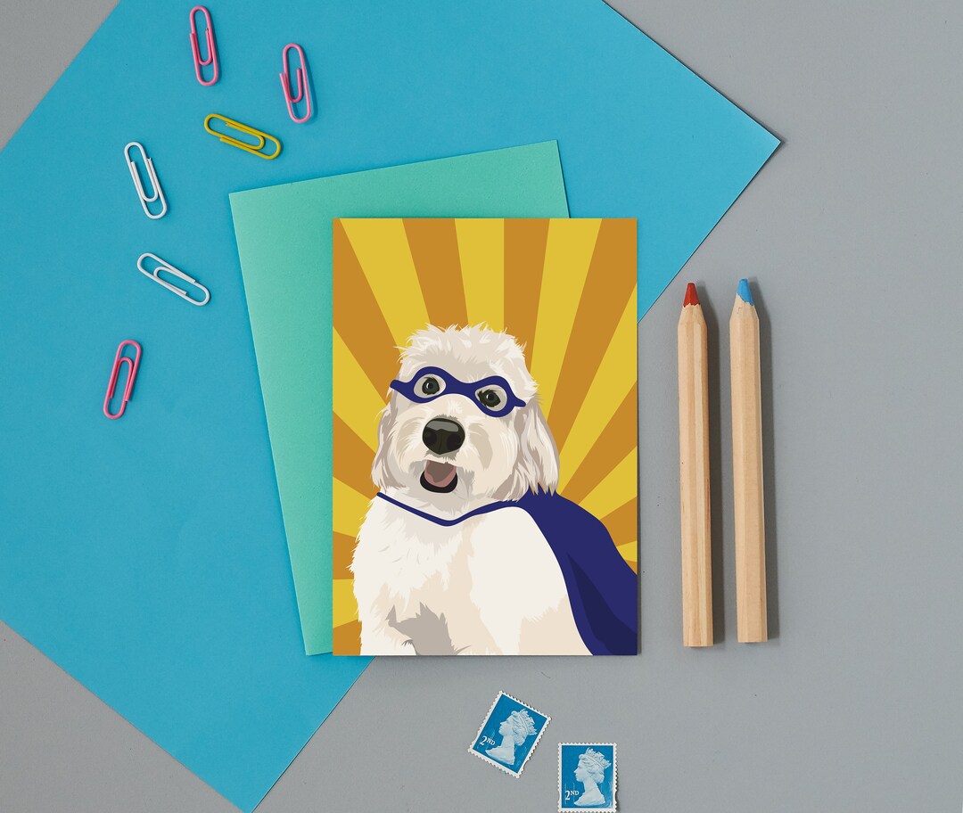 Superhero Cockapoo, Super Hero Dog, Dog in a Cape and Mask Greeting ...