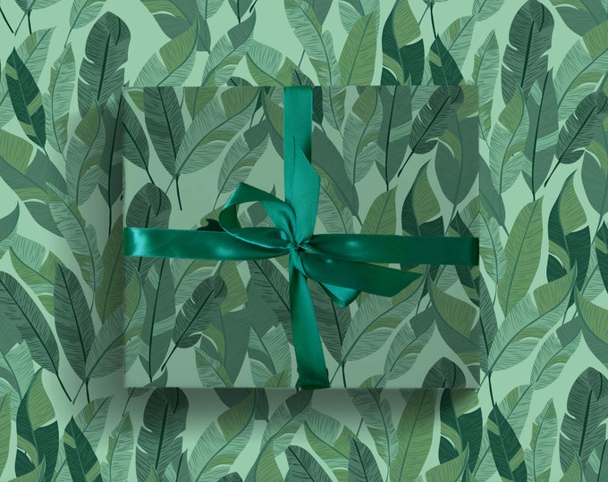 Palm Fronds Tissue Paper Pack, Green Jungle Leaves Exotic Wrapping ...