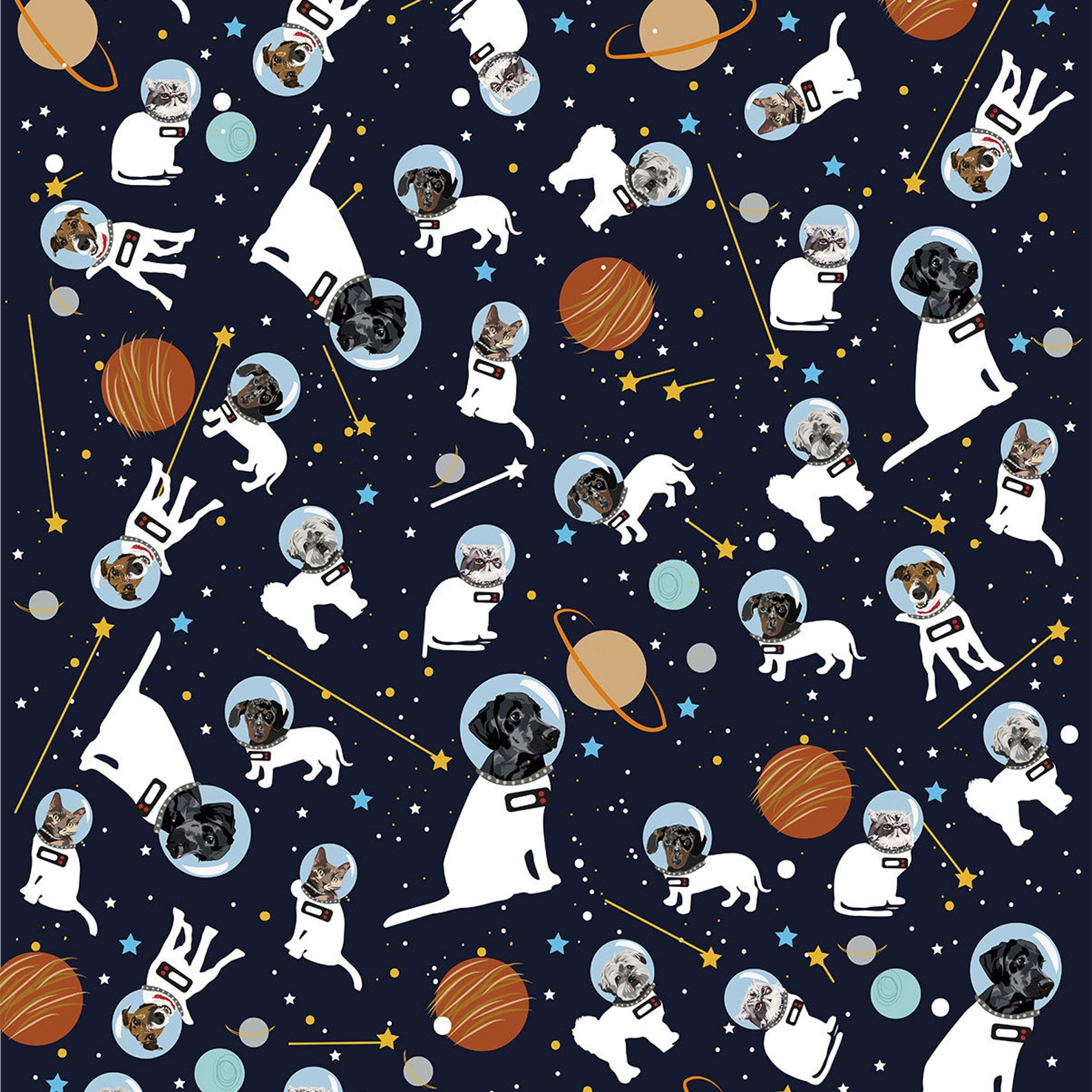 Astronaut Pet Dogs and Cats Wrapping Paper | Etsy