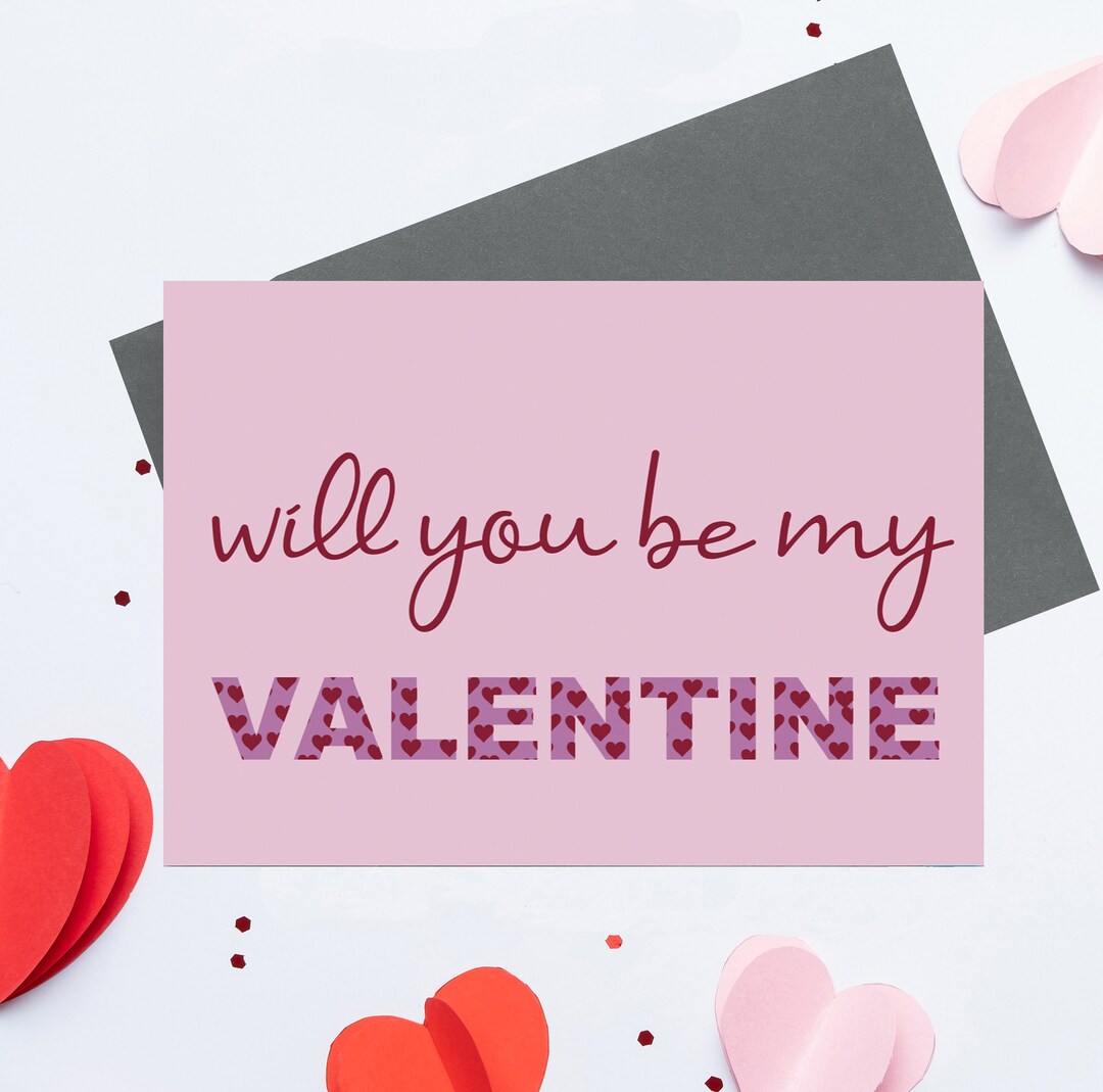 Will You Be My Valentine Greeting Card, Valantine Text - Etsy