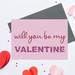 Will You Be My Valentine Greeting Card Valantine Text - Etsy