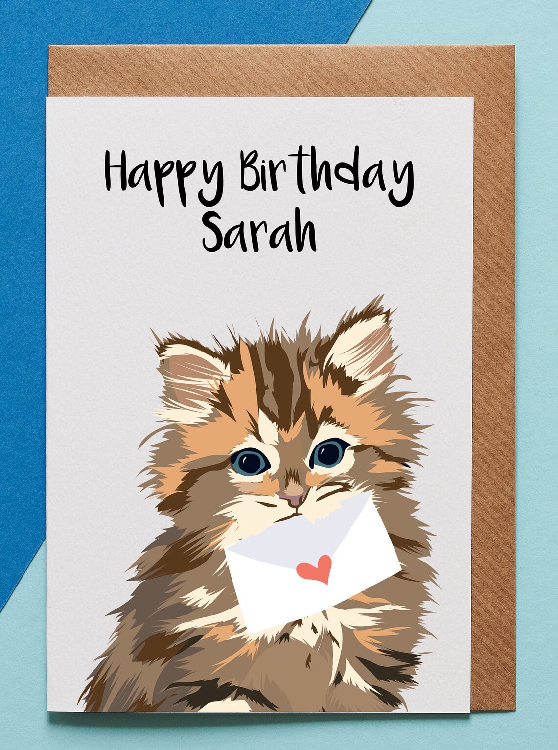 Customise a Kitten With Envelope Card With Your Own Message. Choose ...