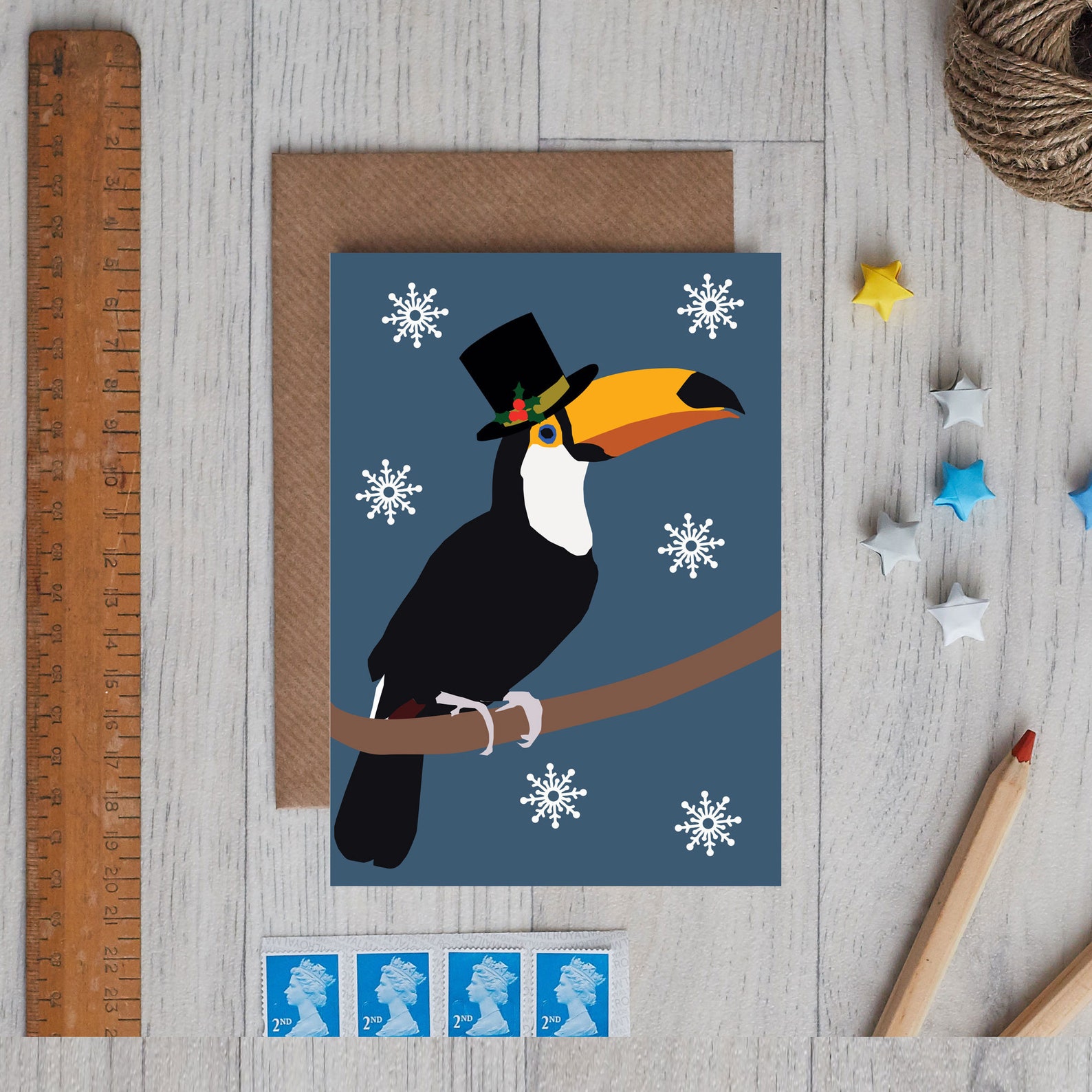 Toucan Christmas Card Wearing Christmas Hat - Etsy