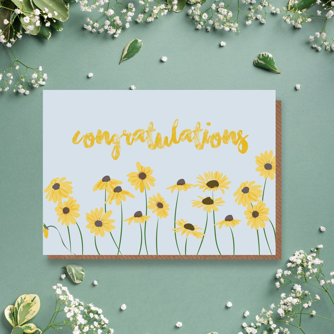 Congratulations Card, With Sunflowers - Etsy