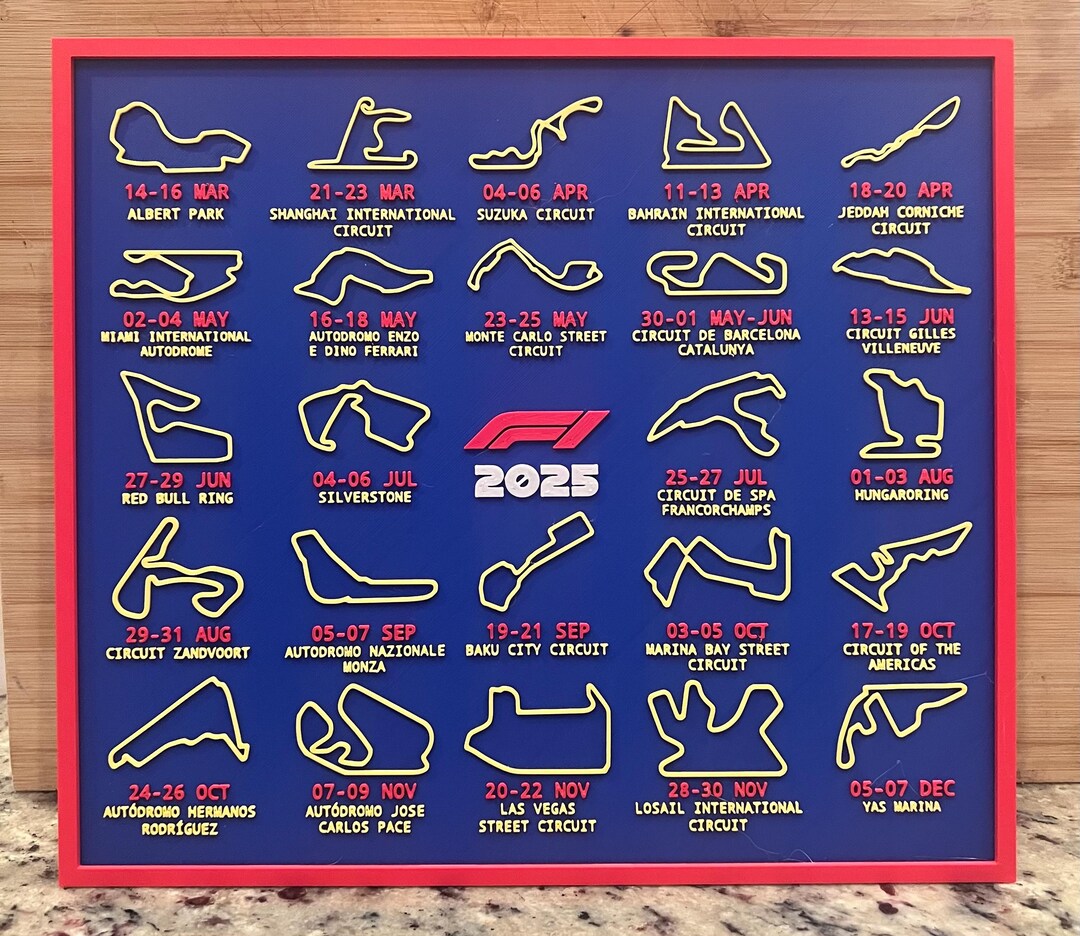 3d-printed Formula 1 2025 Race Calendar – Feel the Season in Your Hands ...