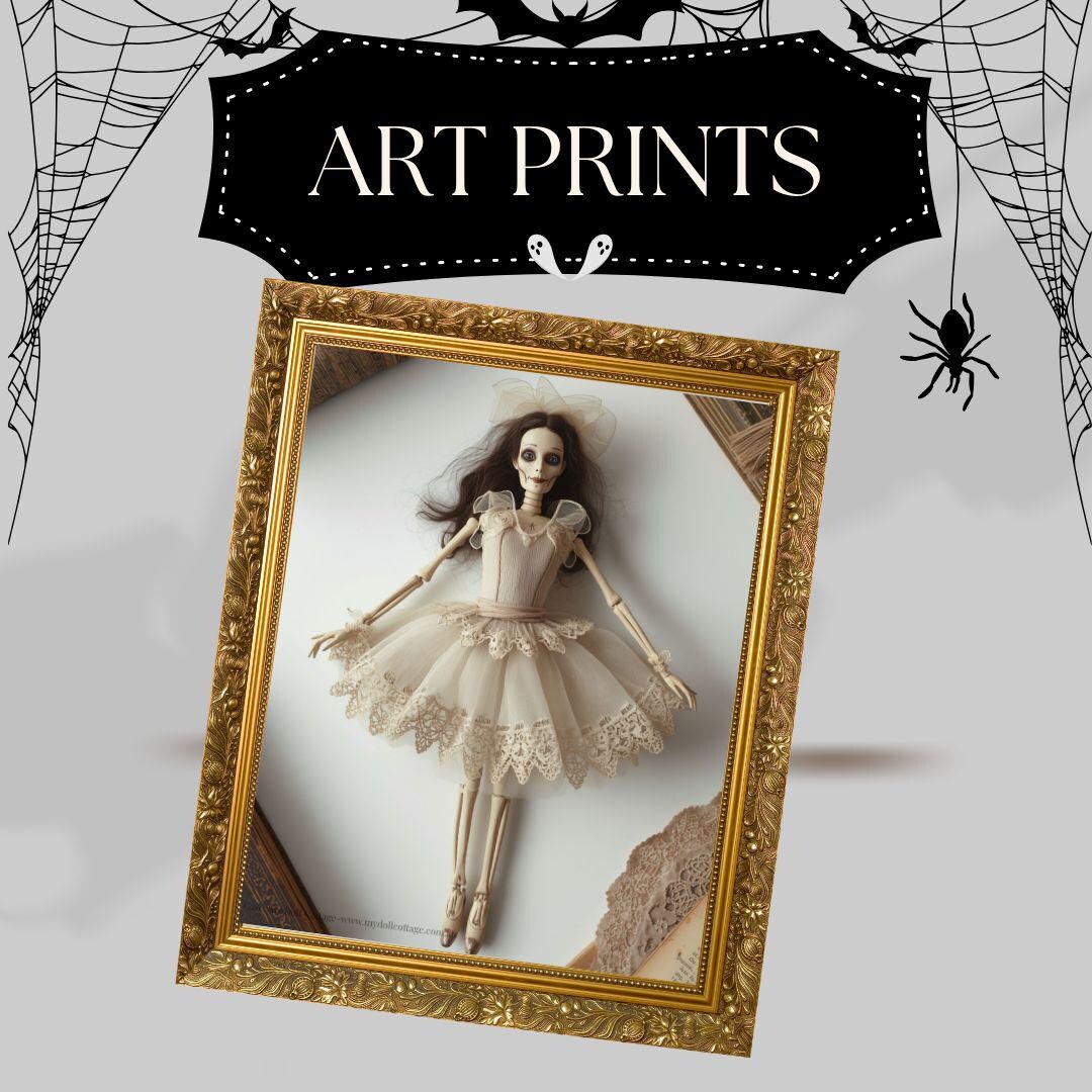 Haunted Lace Ballerina | Vintage Skeleton Doll Art | Gothic Digital ...
