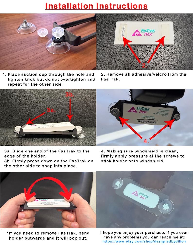 Fastrak Flex Suction Cup Mount for Toll/transponder (3D Printed Slim ...