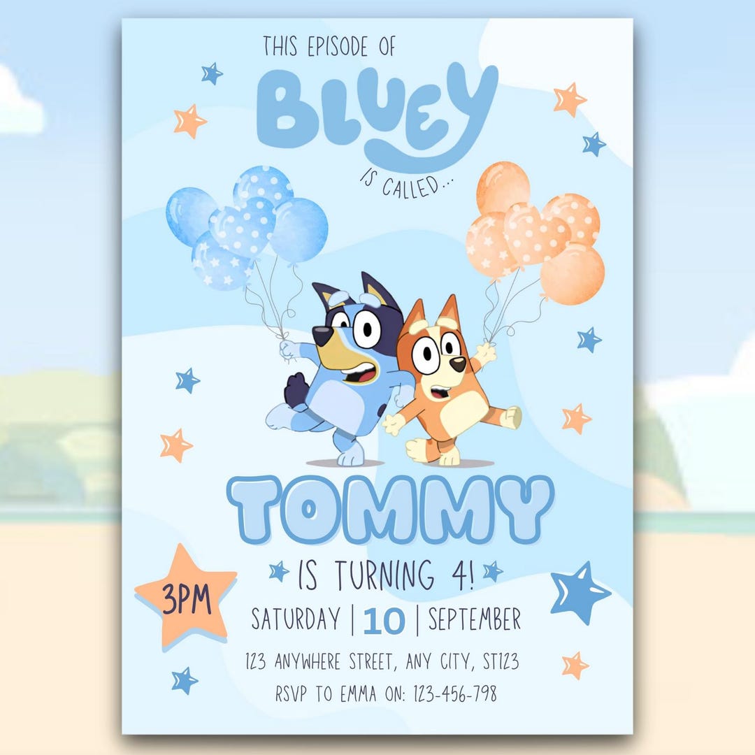 Bluey Birthday Invitation |bluey Birthday Party | Canva Template Invite ...