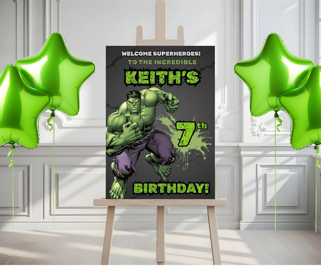 Incredible Hulk Welcome Sign Birthday | Hulk Birthday Party | Superhero ...