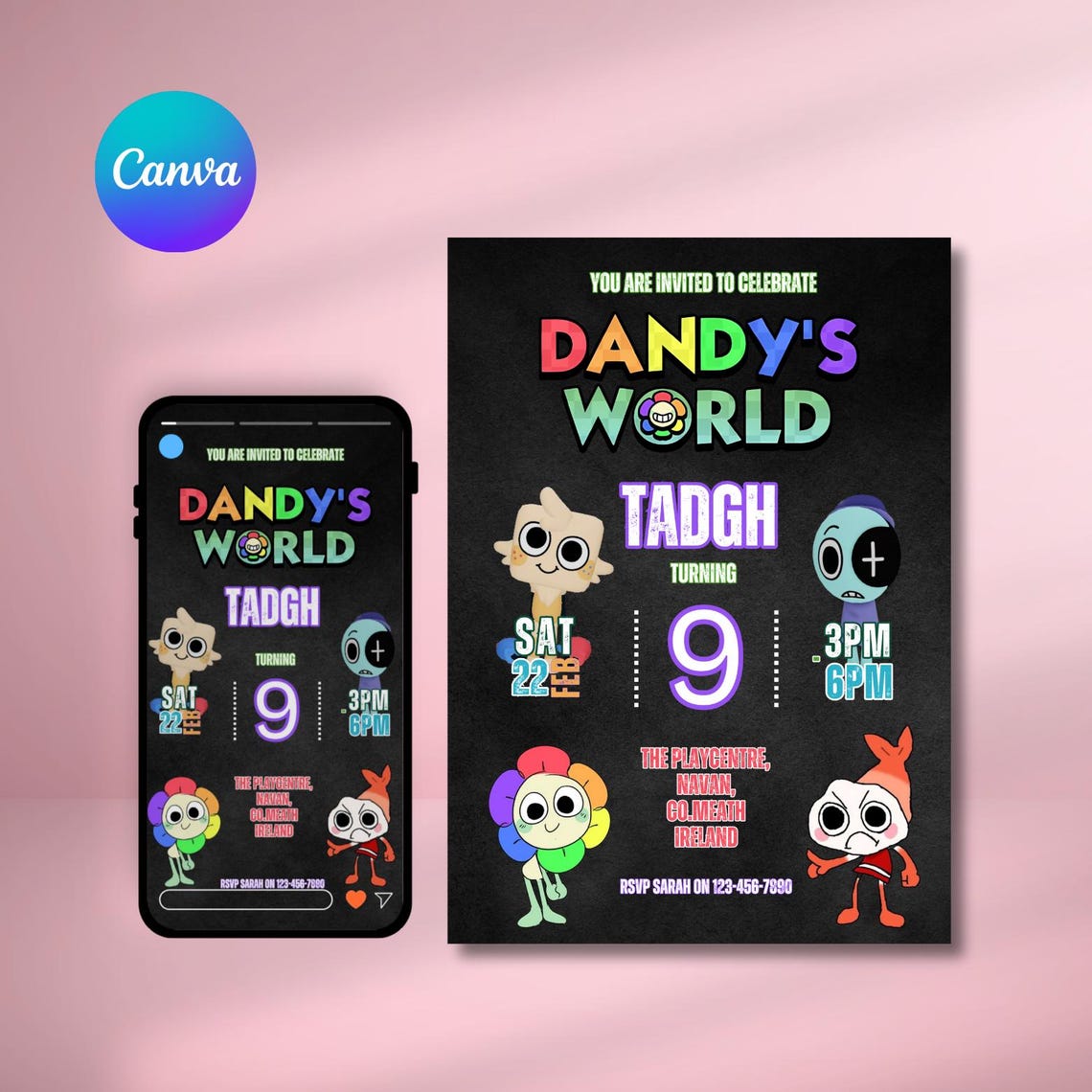 Dandy's World Invitation Chalkboard |dandy's World Birthday Party ...