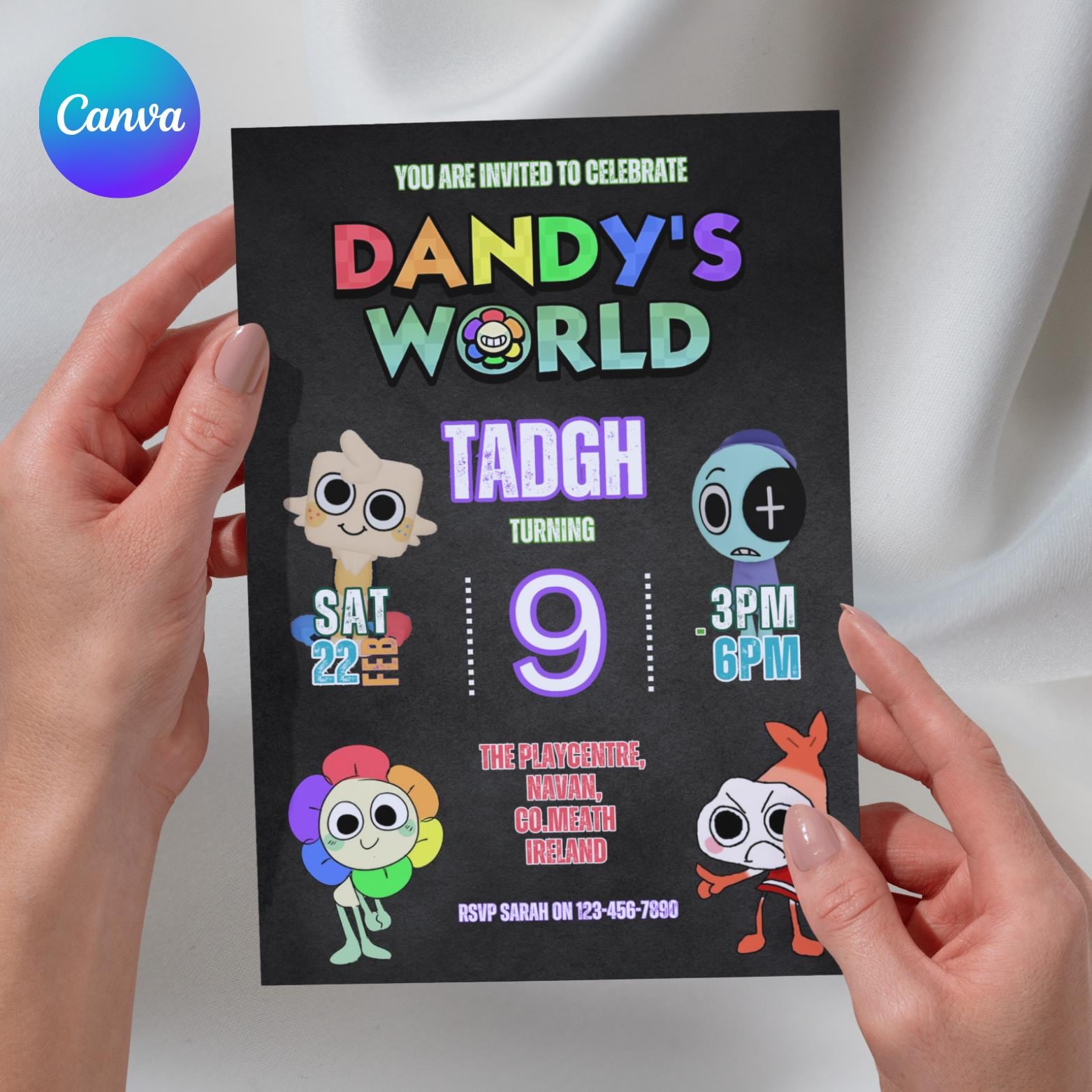Dandy's World Invitation Chalkboard |dandy's World Birthday Party ...