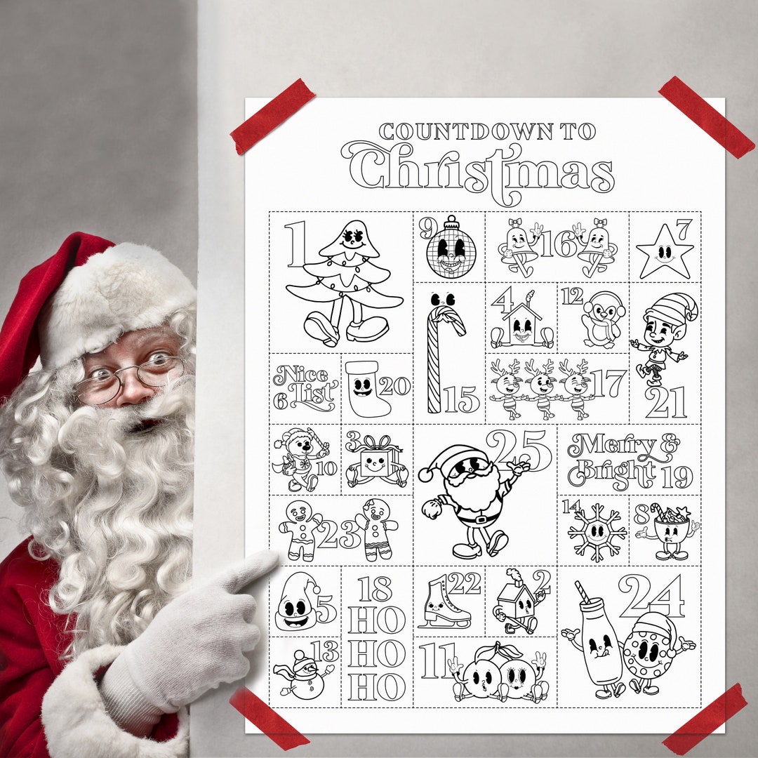 Christmas Coloring Countdown Poster, Fun Christmas Family Activity ...