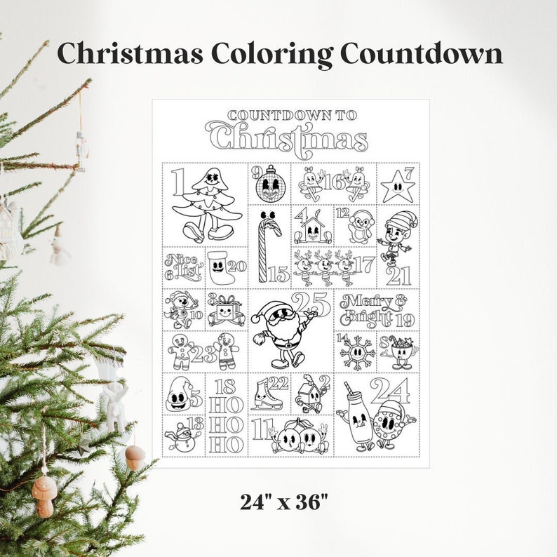 Christmas Coloring Countdown Poster, Fun Christmas Family Activity ...