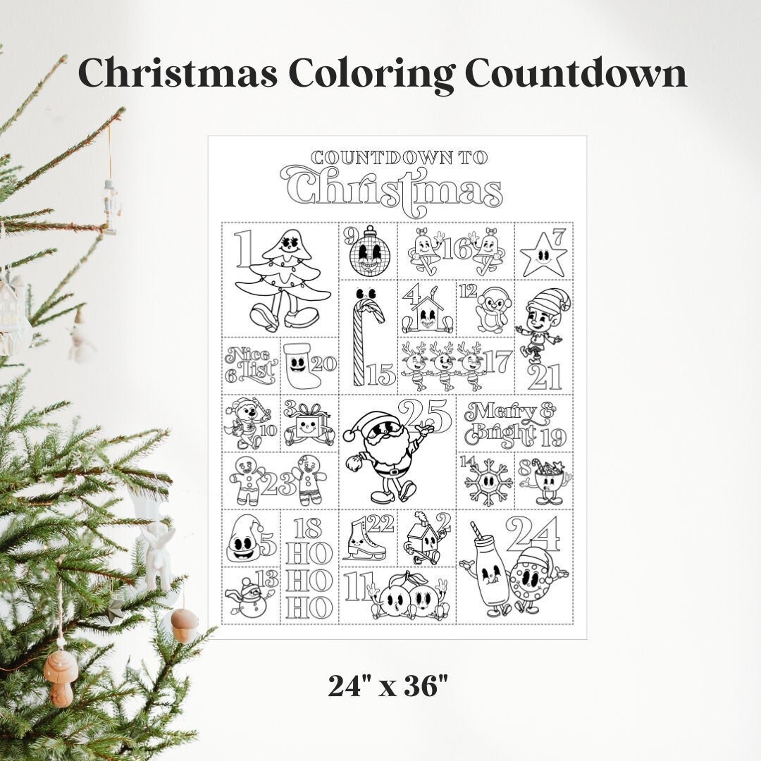 Christmas Coloring Countdown Poster: Family Holiday Activity - Etsy